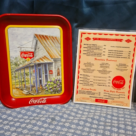 Coca Cola | Accents | Cocacola Red Tray With Woolworth Menu | Poshmark